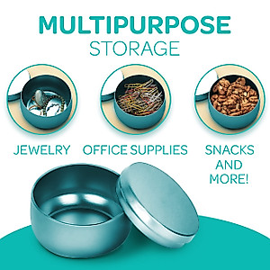 Hearts & Crafts Containers with Lids for Candles - 24-Pack of Teal Candle Tins 8 oz for Candle Making, Storage, and Organizing Small Essentials - Empty Jars for DIY Crafts and Gifts