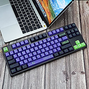 Keycaps Purple and Black, MOLGRIA 128 Set Unit-01 Keycaps for Gaming Keyboard, PBT Cherry Profile Dye Sublimation Keycaps for Gateron Kailh Cherry MX 104/87/74/61 60/75 Percent Keyboard