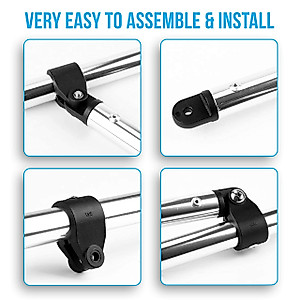 SereneLife Waterproof Boat Bimini Top Cover - 73-78" W 3 Bow Bimini Top Sun Shade Boat Canopy - 1" Double Wall Aluminum Frame Tubes, 2 Front Straps, 2 Rear Support Poles, Storage Boot SLBTW78G