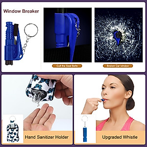 Zesirmay Keychain Set for Women with Alarm, Pom Pom, Whistle, Gifts for Girls, Friends, Women, Mom and Daughter (Cool-Blue)