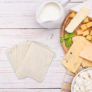 100 Pieces Cheesecloth Bags for Straining Reusable Tea Filter Bags Muslin Bags Cold Brew Bags Milk Tea Filter Strainer Cheese Clothes Cheese Cloth Bags for Office Kitchen Cooking (3 x 4 Inch)