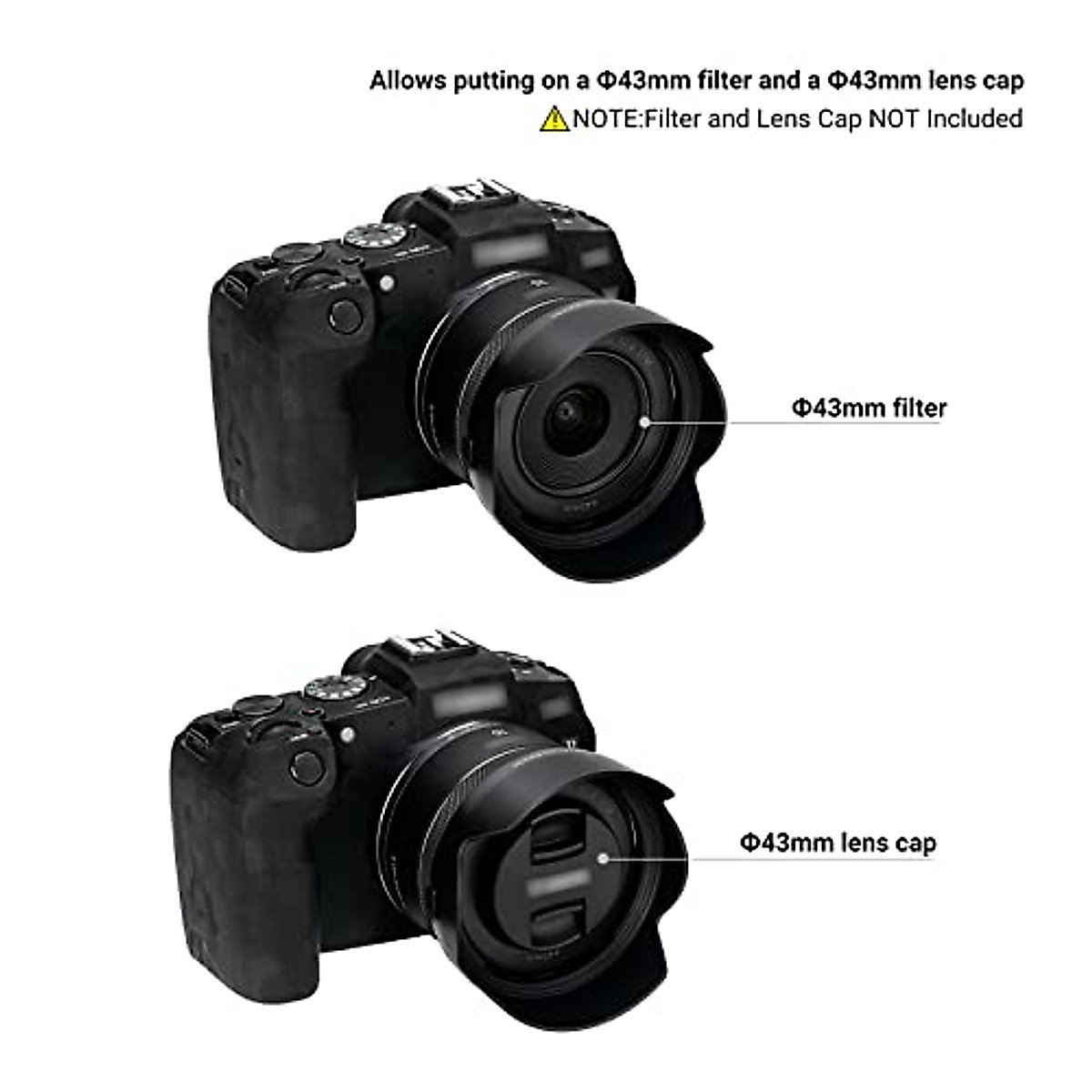 Lens Hood for Canon RF 16mm F2.8 STM Lens on EOS R6 R5 RP R Camera, Reversible Lens Shade Replace Canon EW-65C Lens Hood, Compatible with 43mm Filters and 43mm Lens Cap