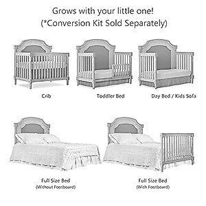 Evolur Julienne 5 in 1 Convertible Crib, Antique Grey Mist 55.5x31.2x51.5 Inch (Pack of 1)
