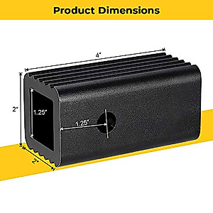 BougeRV 2 inches to 1-1/4 inches Trailer Hitch Adapter 2 inches to 1.25 inches Hitch Adapter Insert Sleeve Receiver Converter for Bike Rack and Cargo Carriers