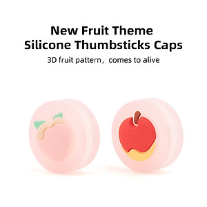 GeekShare Fruits Theme Xbox One Controller Thumb Grips, Thumbsticks Cover Set Compatible with Xbox One Controller, 2 Pair / 4 Pcs - Peach and apple