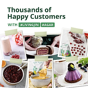 LIVING JIN Agar Agar Powder (4oz) Vegan Gelatin Substitute, Certified Gluten-free, Non-GMO, 100%, Sugar-free, Halal, Desserts, 100% Natural Red Algae