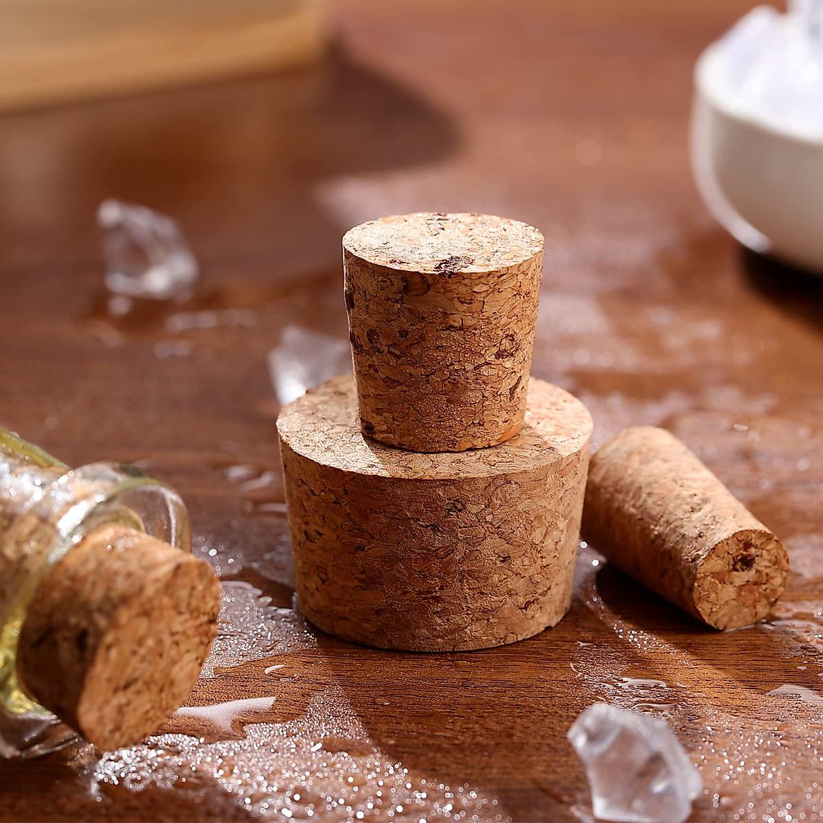 EXCEART 25Pcs Tapered Cork Plugs, Natural Soft Wood Corks, Wooden Wine Bottle Cork Stoppers Tapered Cork Bottle Plugs Wine Stoppers Replacement Corks for Wine Making Craft