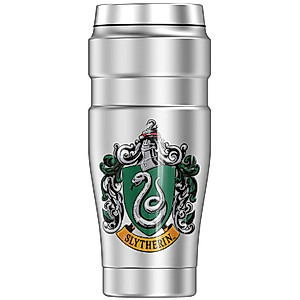 Harry Potter Slytherin House Crest, THERMOS STAINLESS KING Stainless Steel Travel Tumbler, Vacuum insulated & Double Wall, 16oz