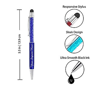Express Pencils™ - Personalized Crystal Pens with Stylus - Metal Gem Pen - Custom Metallic Printed Name Pens with Black Ink - Imprinted with Message | Ideas for Her | 12 pcs/pack (Assorted)
