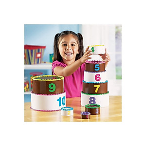 Learning Resources Stack and Count Layer Cake - 10 Pieces, Ages 18+ Months Toddler Learning Toys, Early Stacking and Counting Skills for Toddlers