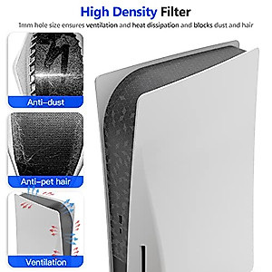 Dust Cover Net for PS5 Console, PS5 Heatsink Barrier Pets Hair Anti-dust Cover Dustproof for Playstation 5 Optical Drive Version/Digital Version Game Console Accessories. (Grey Lattice)