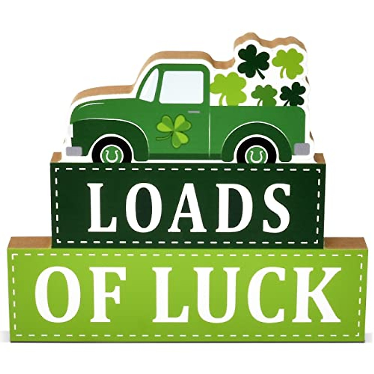 4 St Patrick's Day Wooden Table Decorations Centerpieces Blocks Shamrock Clover Irish Patty's Tiered Tray & Table Top Sign Decor for Office Dining Room Mantle Home Wood Saint Patrick Party Supplies