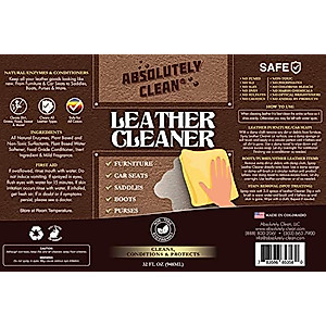 Amazing Leather Cleaner/Conditioner/Deodorizer | Powerful, Natural Enzyme Cleaner | USA Made | Great for Leather & Vinyl, Furniture, Boots, Purses, Clothing & More Removes Stains Spray & Wipe (16oz)