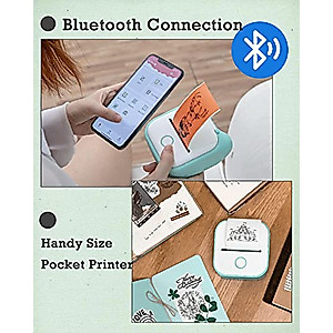 Memoqueen Pocket Sticker Printer T02 Thermal Photo Printer, Sticker Maker Machine for Photos, Diaries, Memos, Study Notes, Work Plans,Wireless Receipt Printer Compatible with iOS & Android, Green