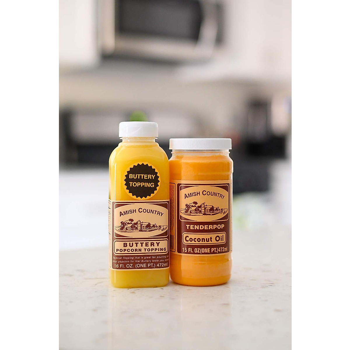 Amish Country Popcorn | Coconut Oil and Buttery Topping Bundle | 15 oz Coconut Oil and 16 oz Buttery Popcorn Topping | Old Fashioned, Non-GMO and Gluten Free