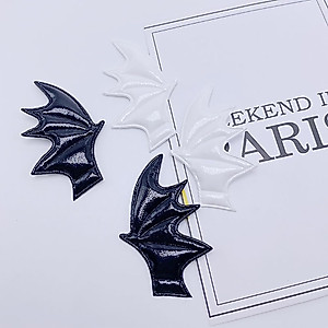40 Pcs Mini Devil Wings Halloween Bat Wing Embellishment Spooky Bats Fabric Wings Patches for Hair Clips Headband Clothes Shoes Black