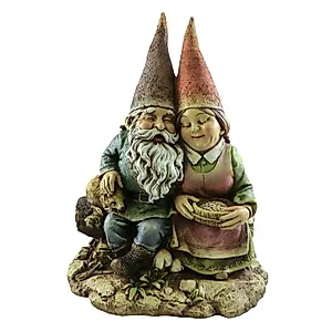Napco 12-Inch Tall Sitting Gnome Couple