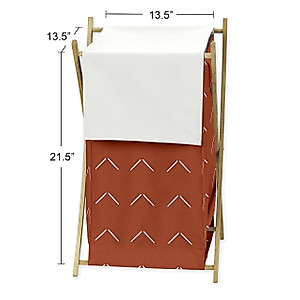 Sweet Jojo Designs Boho Arrow Baby Kid Clothes Laundry Hamper - Ivory Burnt Orange Rust Off White Farmhouse Southwest Shabby Chic Designer Chevron Gender Neutral Bohemian Diamond Tuft Collection