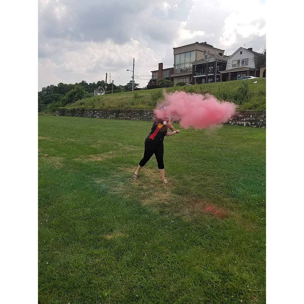 J&M Gender Reveal Baseball for Baby Showers and Reveal Parties - 100% All Natural Holi Powder (Pink)