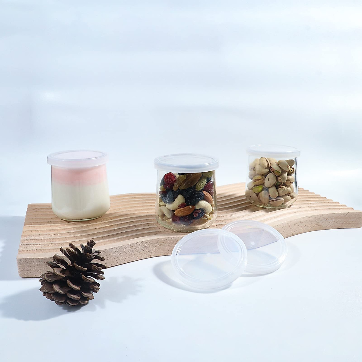 Oui Yogurt Jar Lids - 16 pack Oui Lids for Yoplait Yogurt Container,and Oui Yogurt Bottle Label,Sealed against leaks lids for oui yogurt jars (Blue)