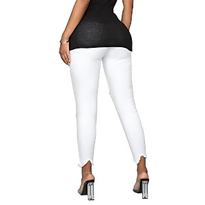 LONGYIDA Women's High Rise Ripped Skinny Jeans Stretch Slim Fit Distressed Destroyed Denim Ankle Pants(White,S)