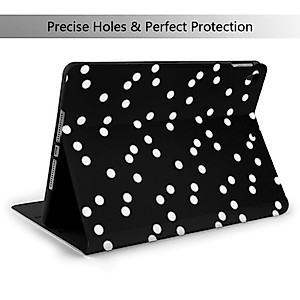 Black White Polka Dots Printed Leather Tablet Cases for Ipad Air3/Ipad Pro 10.5" - Shockproof Tablet Cover Protective Case with Auto Sleep/Wake