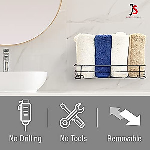 JS Jackson Supplies Set of Matte Black Suction Cup Rectangular Shower Shelves, (2) Caddies and (2) Suction Cup Shower Hooks