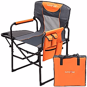 SUNNYFEEL Oversized Camping Directors Chair, Portable Folding Lawn Chairs for Adults Heavy Duty with Side Table,Pocket for Beach, Fishing,Picnic,Concert Outdoor, Foldable Camp Chairs