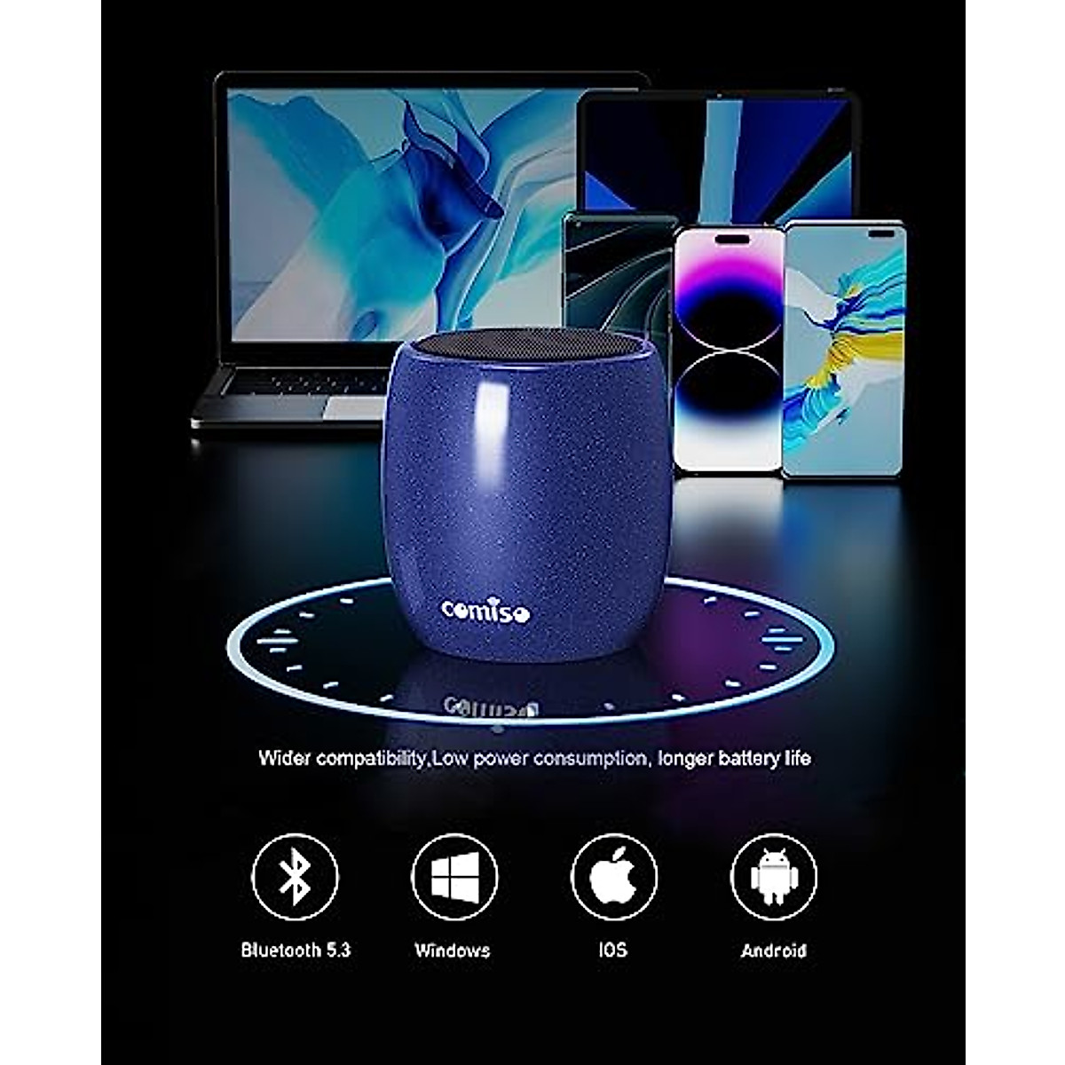 Small Speaker, Bluetooth Speaker with 360°HD Stereo Sound and Robust Bass, Mini Speaker with Built-in Mic, Hands-Free Call, Portable Speaker for Hiking, Biking, Car, or Trip, Ideal Gift for Men, Women