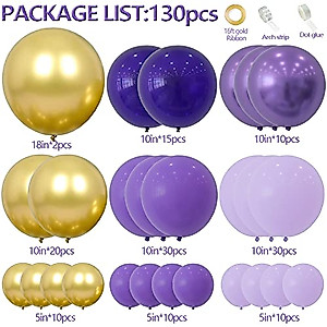 Purple Balloon Garland Kit Dark And Gold Arch Lavender Light Decoration For Baby Girl Princess Party Birthday