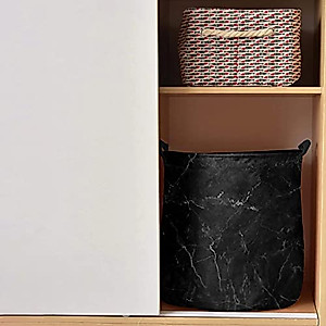 JEONSWOD Black Laundry Basket Foldable Oxford Storage Baskets Laundry Organizer for Dirty Clothing (Color : Black, Size : 42x44cm)