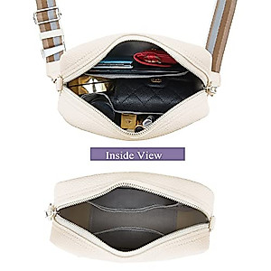 DIVCIDLC Small Crossbody Bag with Wide Guitar Strap Camera Purse Shoulder Handbag Satchel, Off White