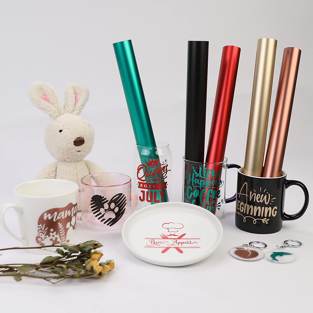 HTVRONT Matte Metallic Vinyl Permanent, 9 PCS 12"x12" Metallic Vinyl Sheets - Permanent Adhesive Vinyl for Cricut Machine & Silhouette Cameo