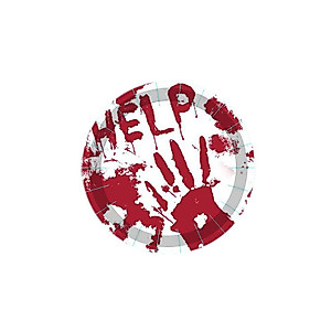 96 Pieces Bloody Good Time Party Tableware Set Halloween Zombie Skull Bloody Party Table Decorations Halloween Party Supplies Table Decorations Paper Plates Napkins Forks for 24 Guests