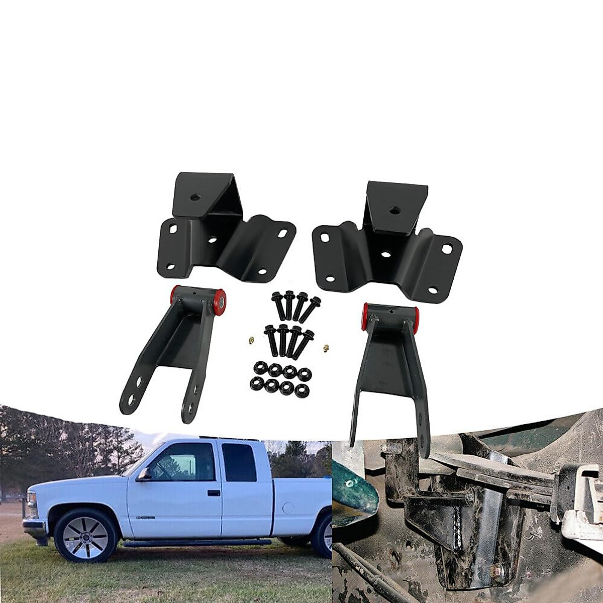 BST BSSP 4" Drop Kit Leveling Lowering Shackles Hangers Kits Compatible with 1973-1996 F-ord F-150 F100 Rear Drop Hangers & Shackles Drop Kit Lowering