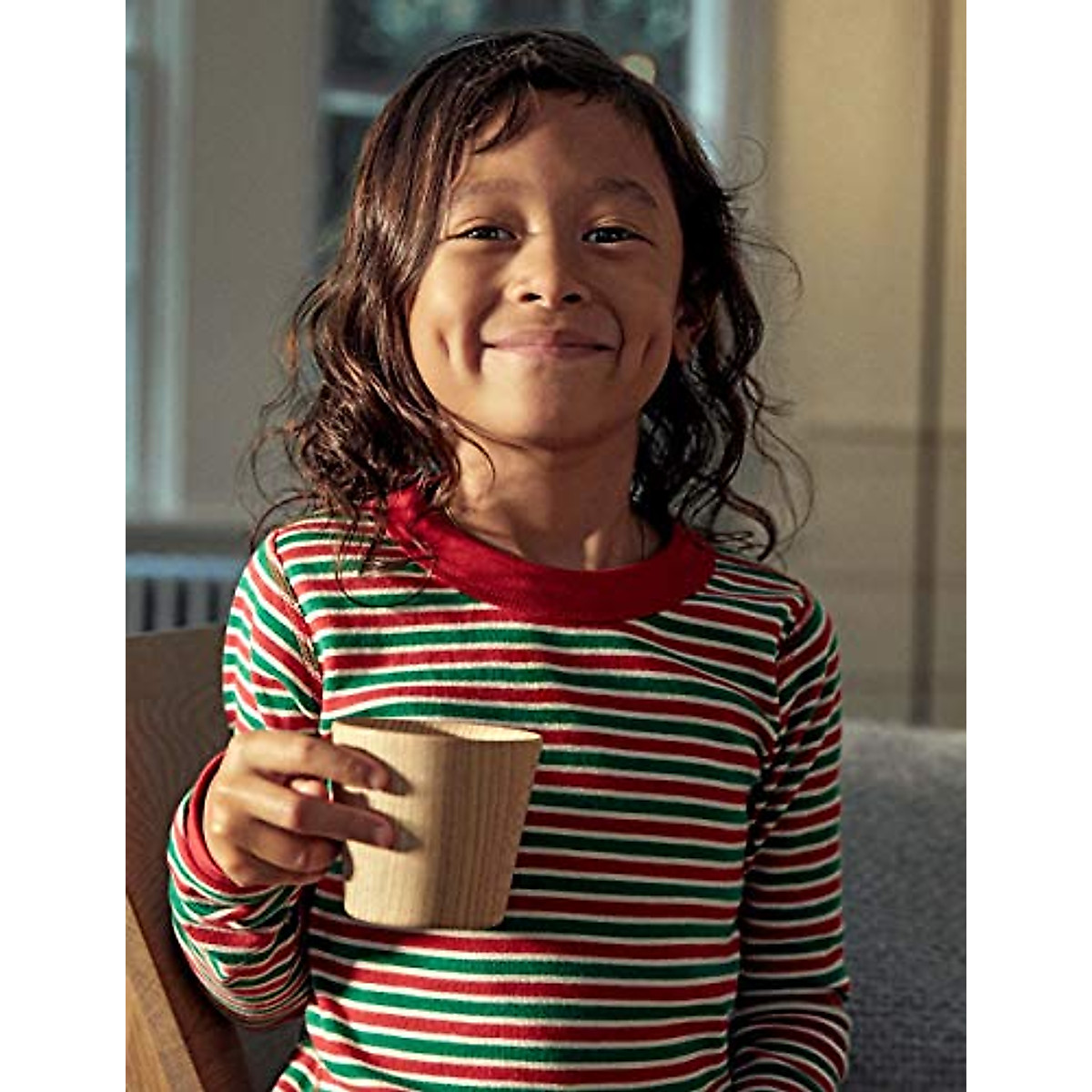 Moon and Back by Hanna Andersson Unisex Kids' Organic Holiday Family Matching 2 Piece Pajama Set, Pack of 2, Red/Green, Stars, 6-7