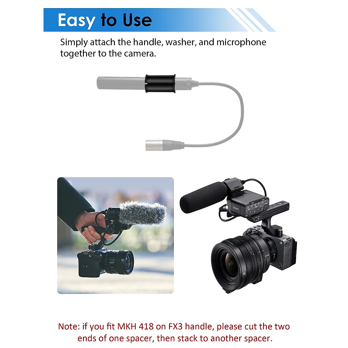 Etour 6 Pcs Microphone Shock Mount Rubber Spacer Tube Microphone Sleeve Washer Compatible with Sony Camcorder Rode NTG, Sennheiser MKH Shotgun Mic FX3,FS7,FX6,FX8,FX9,NX80,FS5