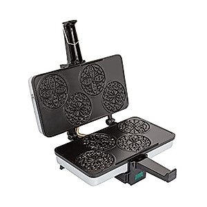 CucinaPro Piccolo Pizzelle Baker - Electric Press Makes 4 Mini Cookies at Once, Grey Nonstick Interior For Fast Cleanup, Must Have Gift or Treat for Parties, Unique Dessert or Summer Baking Gift