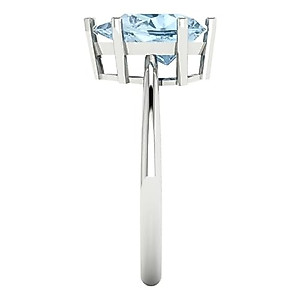 Clara Pucci 2.50 ct Pear Cut Custom Engraving Sky Blue Topaz Engagement Wedding Solitaire W/Accent Ring 18K White Gold for Women Size 8