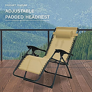 Sun-Ray 213076OVR1P Oversized Zero Gravity Chair, Taupe