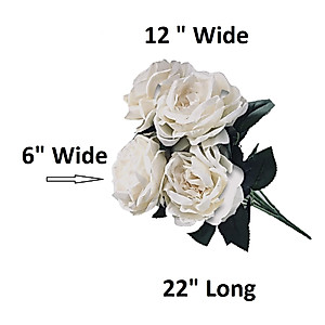 OOKi-Artificial Fake Flowers 1 Bouquet with 6 Silk 6" Big Rose Head Flower Arrangements Wedding Bouquets Decorations Plastic Floral Table Centerpieces Home Kitchen Garden Party Décor (Mauve)