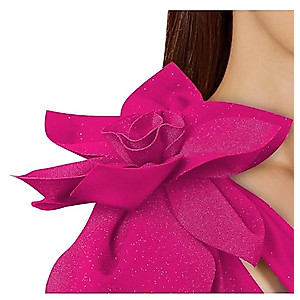 VFSHOW Womens 3D Flower One Shoulder Formal Wedding Guest Prom Maxi Dress 2023 Sexy Cocktail Evening High Slit Cutout Ruched Sparkly Glitter Gown (Hot Pink, Medium) 10513V HPIK M