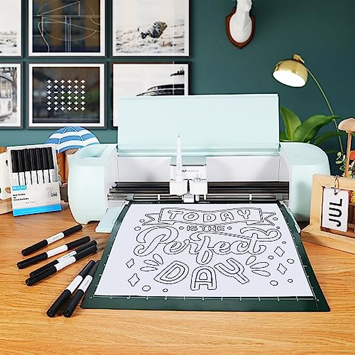 REALIKE Dual Tip Pens for Cricut Maker 3/Maker/Explore 3/Air 2/Air, Black Pens Set of 7 Pack Dual Tip Marker Fine Point Pen Writing Drawing Accessories for Cricut Machine (0.4 Tip & 1.0 Tip)