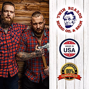 Twin Beards Sandalwood Beard Oil for Men | Beard Conditioner for Men | Essential Beard Care | Beard Softener for Men during Beard Growth | Beard Moisturizer | Mens Beard Oil Sandalwood | 8 oz