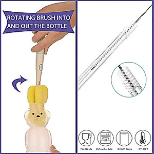 Honey Bear Straw Cups, Juice Bear Bottle Drinking Cup Long Straws with 4 Flexible Straws & Cleaning Tools, 8-Ounce Therapy Sippy Bottles for Speech and Feeding Training, Food-Grade & BPA Free 2 Pack