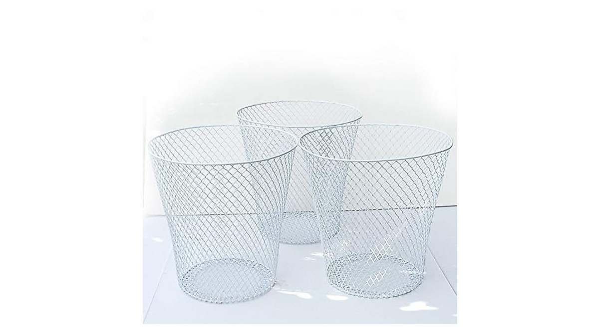 White Wire Mesh Waste Basket Set of 3 - No Lid