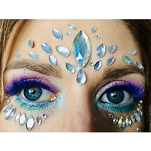 2 Pack Halloween Glow in the Dark Face Jewels Crystal Glitter Stickers, Luminous Tattoo Face Day Of The Dead Face Gems Jewels Tattoos