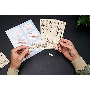 UGEARS Ghost of Kyiv Attacks 3D Wooden Puzzle - Wooden Mechanical Model Kit to Build - DIY Constructor with Gear Mechanism - Brain Teaser Building Set for Adults