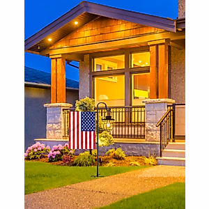 LOPANNY Garden Flag Holder Stand - Upgraded 45IN Garden Flag Pole with 2 Spring Stoppers and 1 Clip, Yard Garden Flag Holder for Small Flags(Without Solar Lights & Flag)