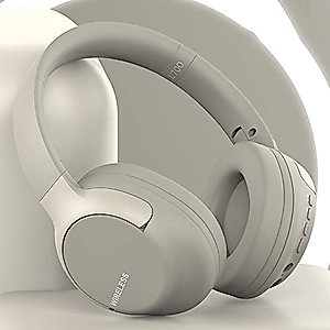 Grandeals Bluetooth Headphones Over-Ear,60 Hours Playtime Foldable Lightweight Wireless Headphones Hi-Fi Stereo,Bass Adjustable Headset with Built-in HD Mic,FM,AUX/TF for PC/Home, Khaki
